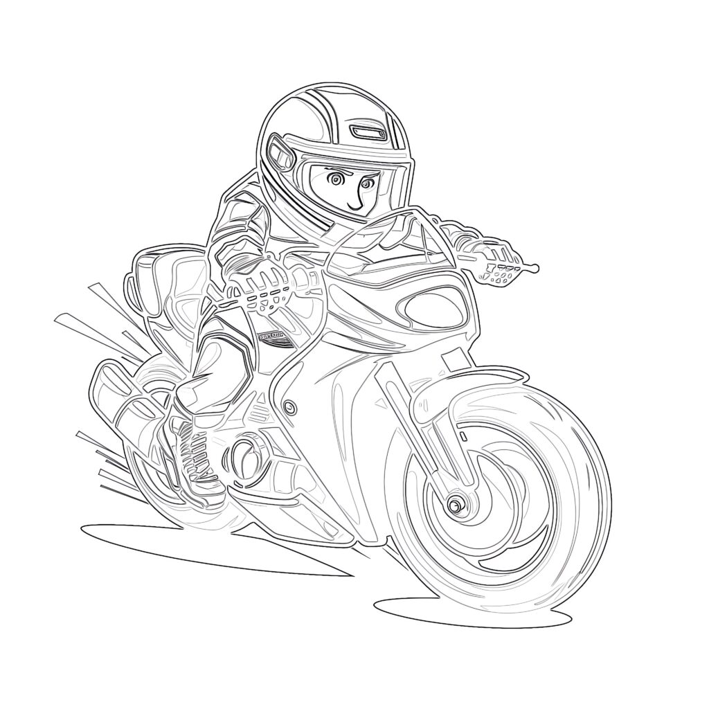 Racing Motorcycle | Coloring Pages Mimi Panda