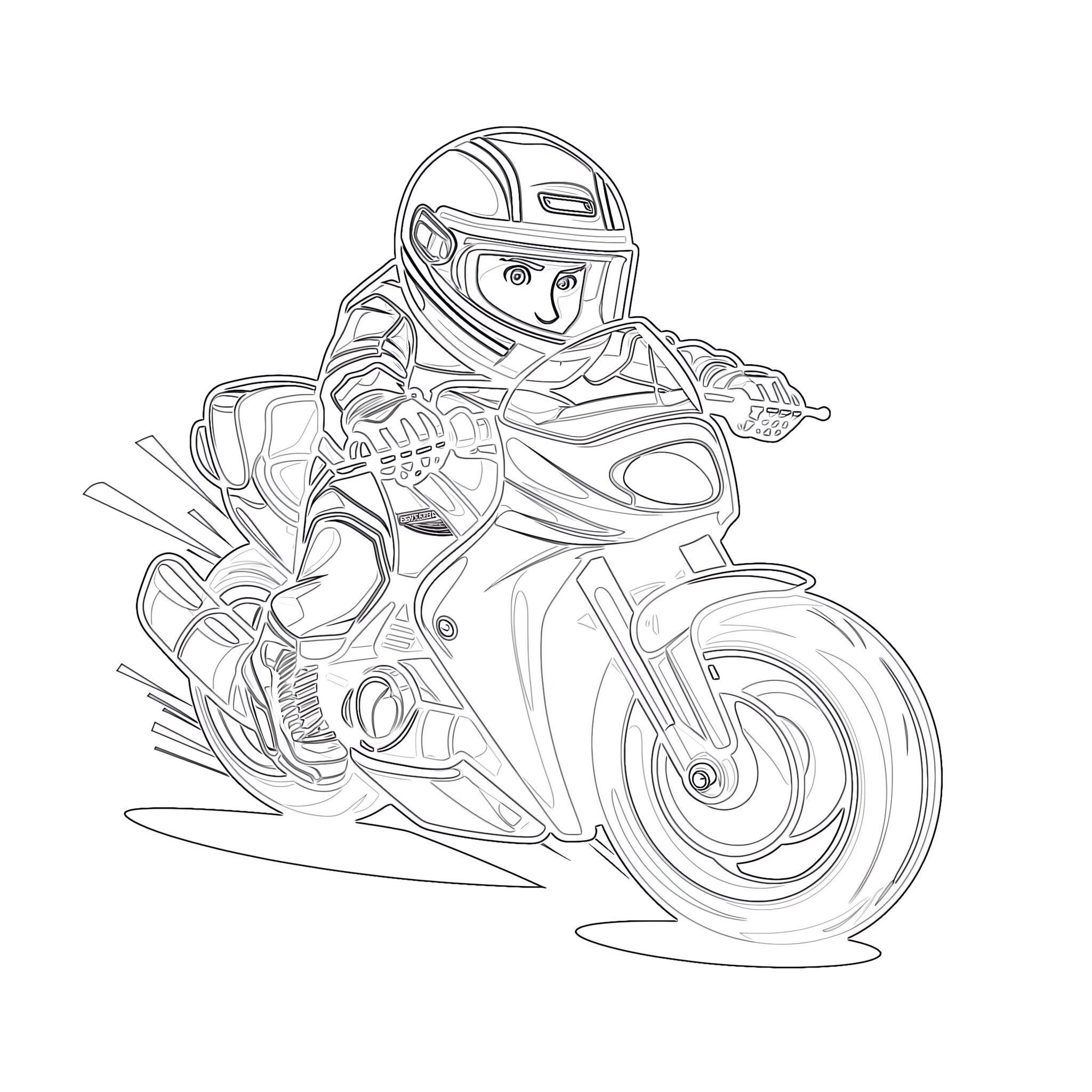 Racing Motorcycle | Coloring Pages Mimi Panda