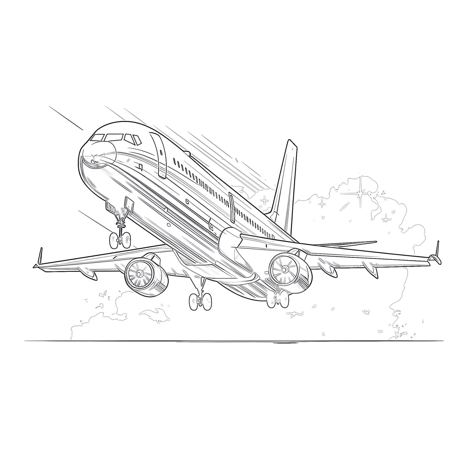 Simple Airplane Coloring Page | Coloring Pages Mimi Panda