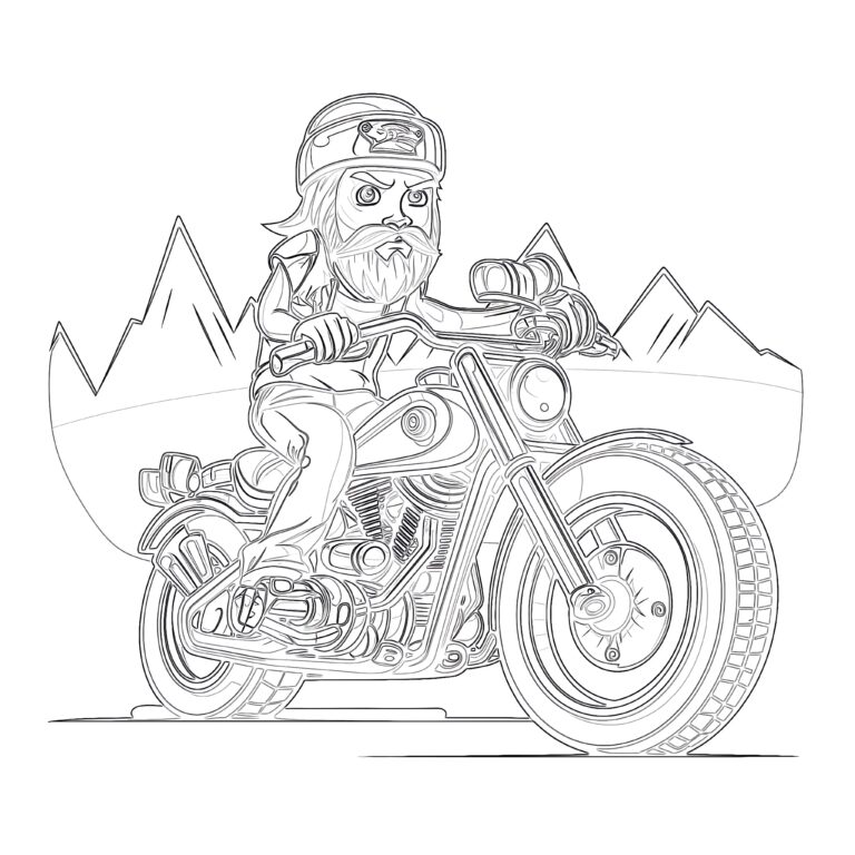 Free Coloring Page Motorcycles | Coloring Pages Mimi Panda