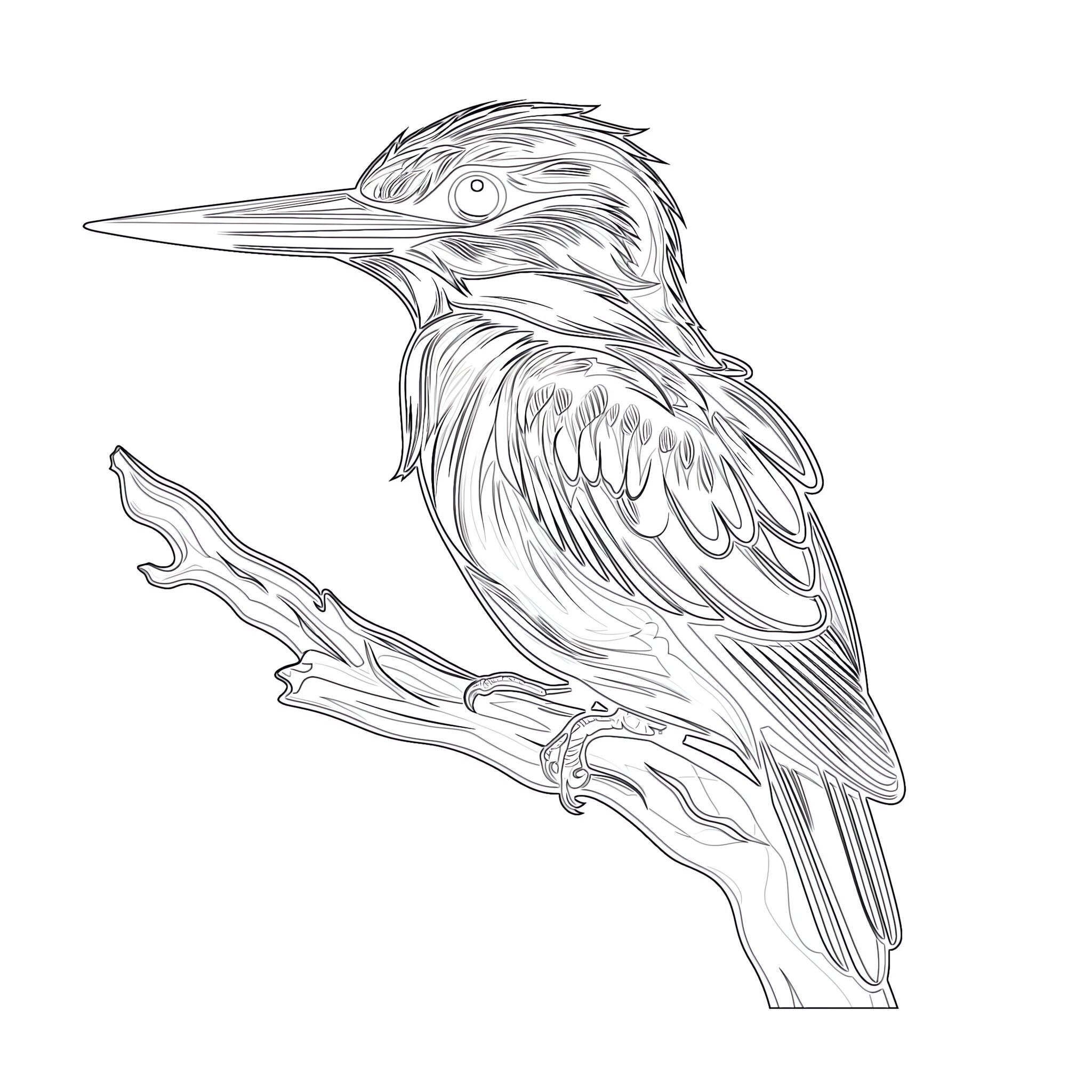Kingfisher Bird Coloring Page | Coloring Pages Mimi Panda