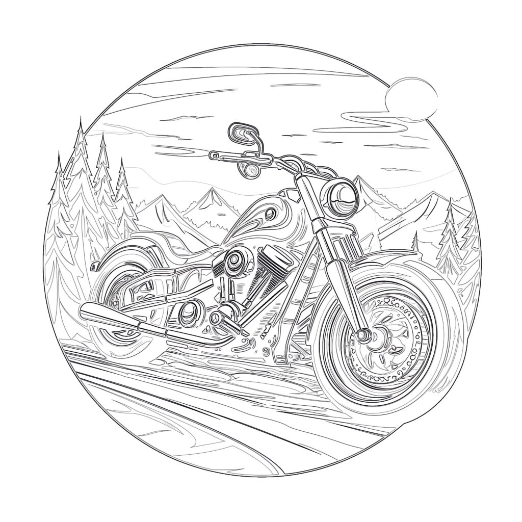 Free Biker Coloring Page | Coloring Pages Mimi Panda