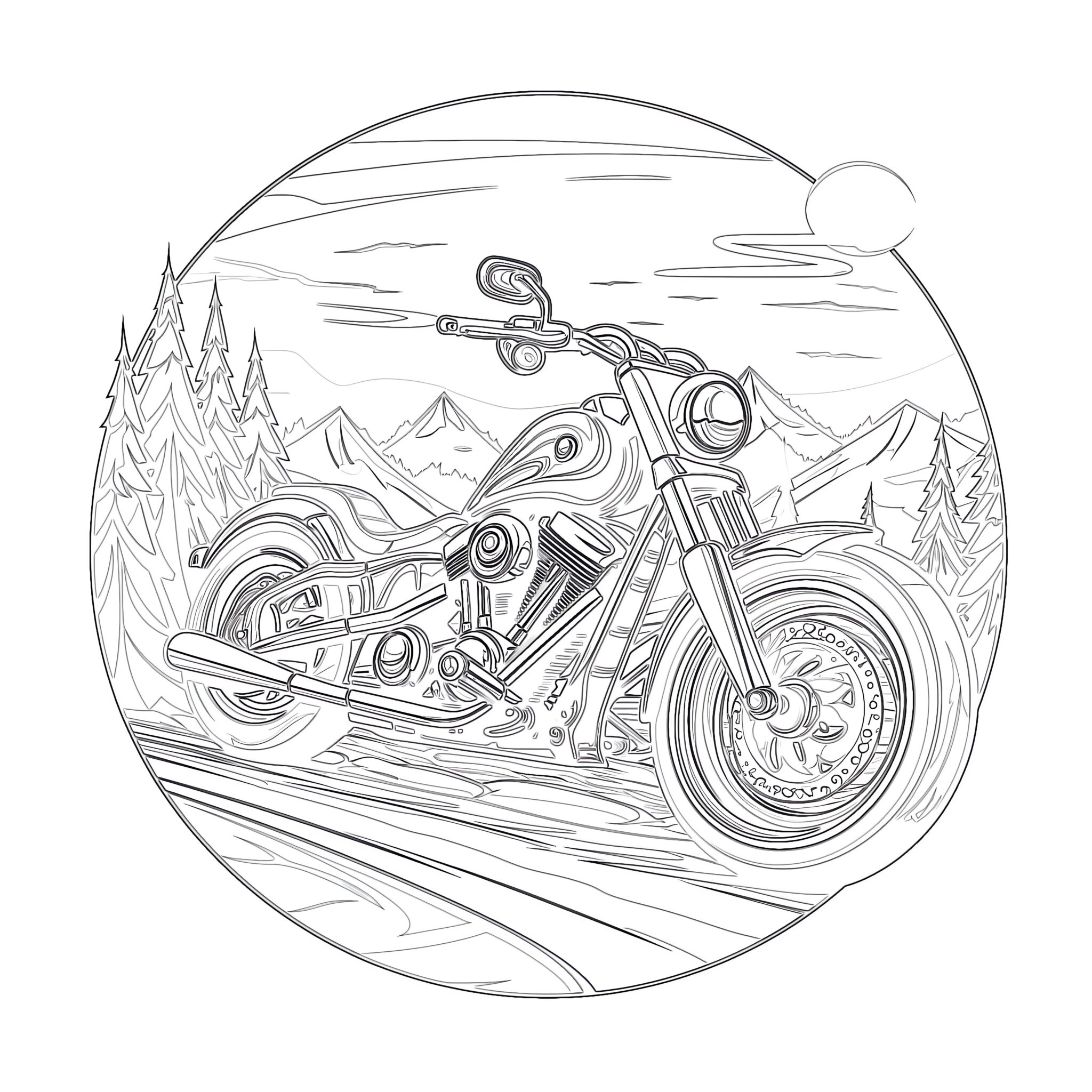 Racing Motorcycle | Coloring Pages Mimi Panda