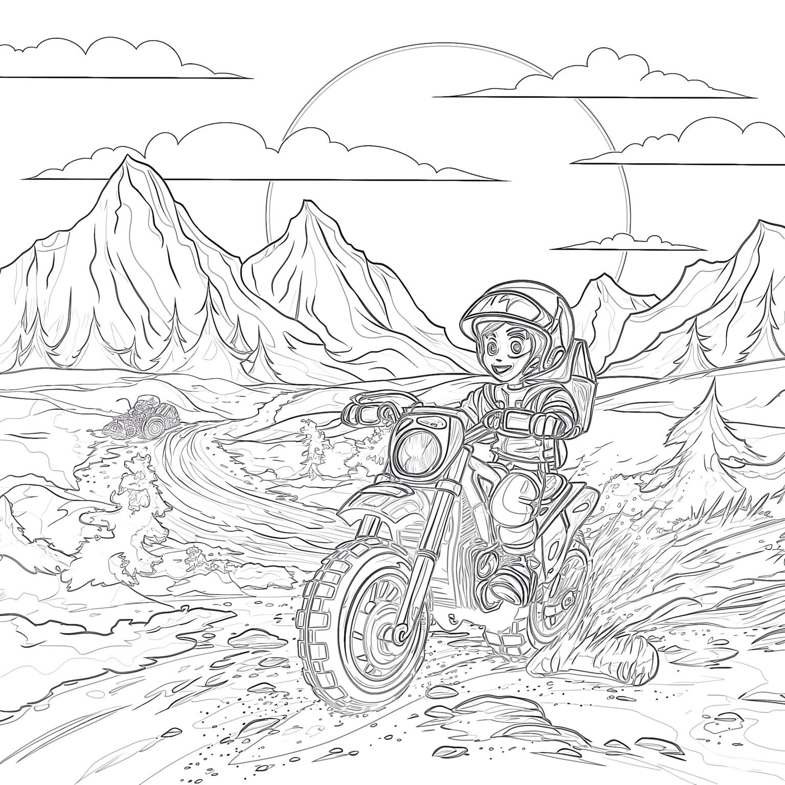 Free Coloring Page Motorcycles | Coloring Pages Mimi Panda