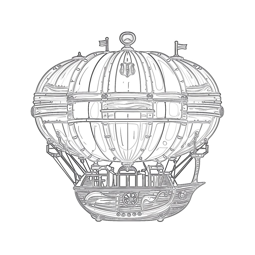 Hot Air Balloon Coloring Page | Coloring Pages Mimi Panda