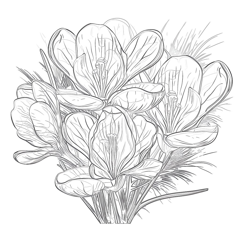 Crocus Flowers Coloring Page | Coloring Pages Mimi Panda