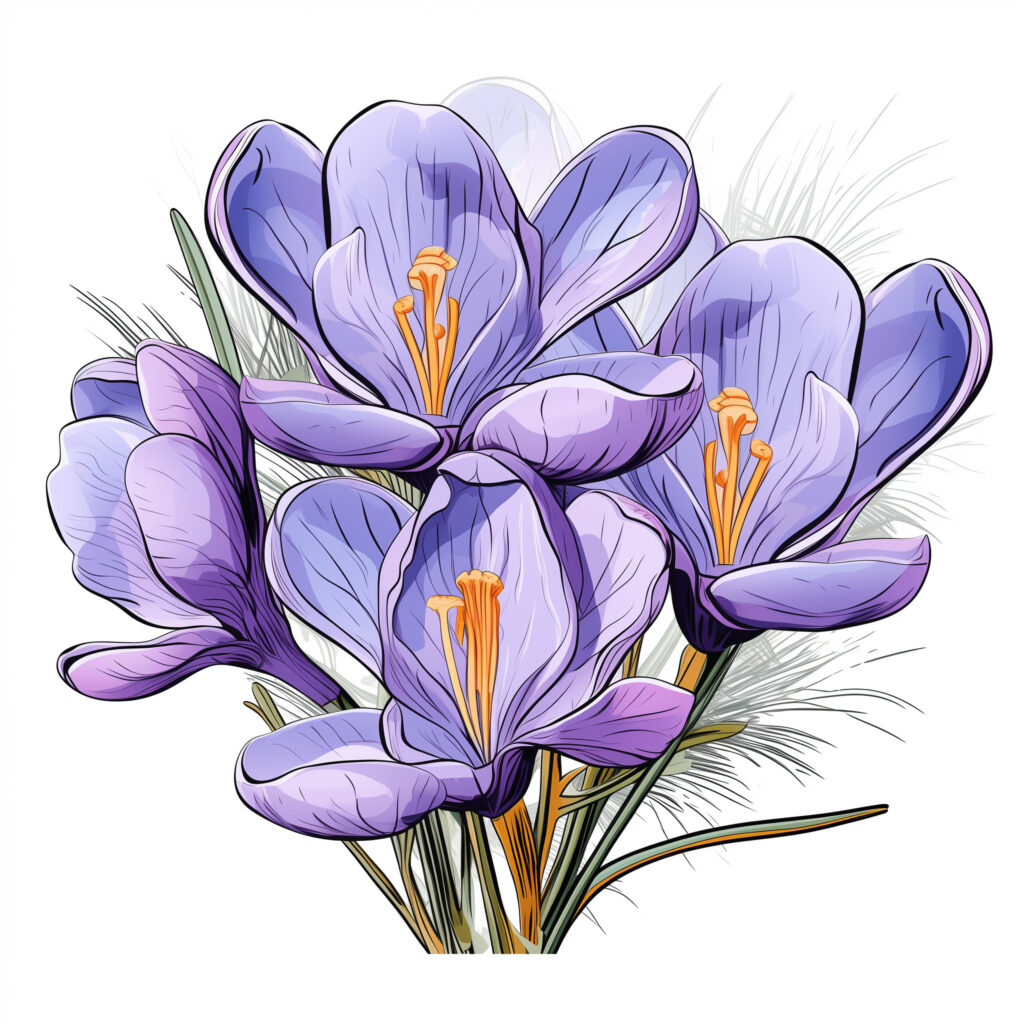 Crocus Flowers Coloring Page | Coloring Pages Mimi Panda