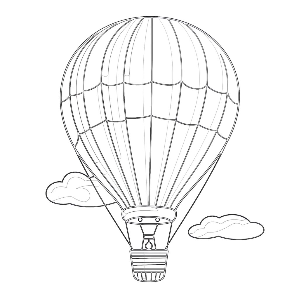 Hot Air Balloon Coloring Page | Coloring Pages Mimi Panda