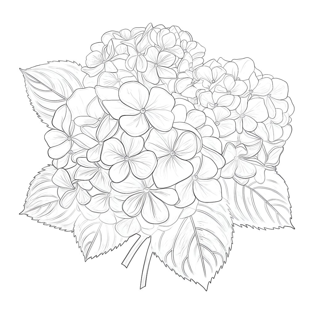 Hydrangeas Coloring Page | Coloring Pages Mimi Panda