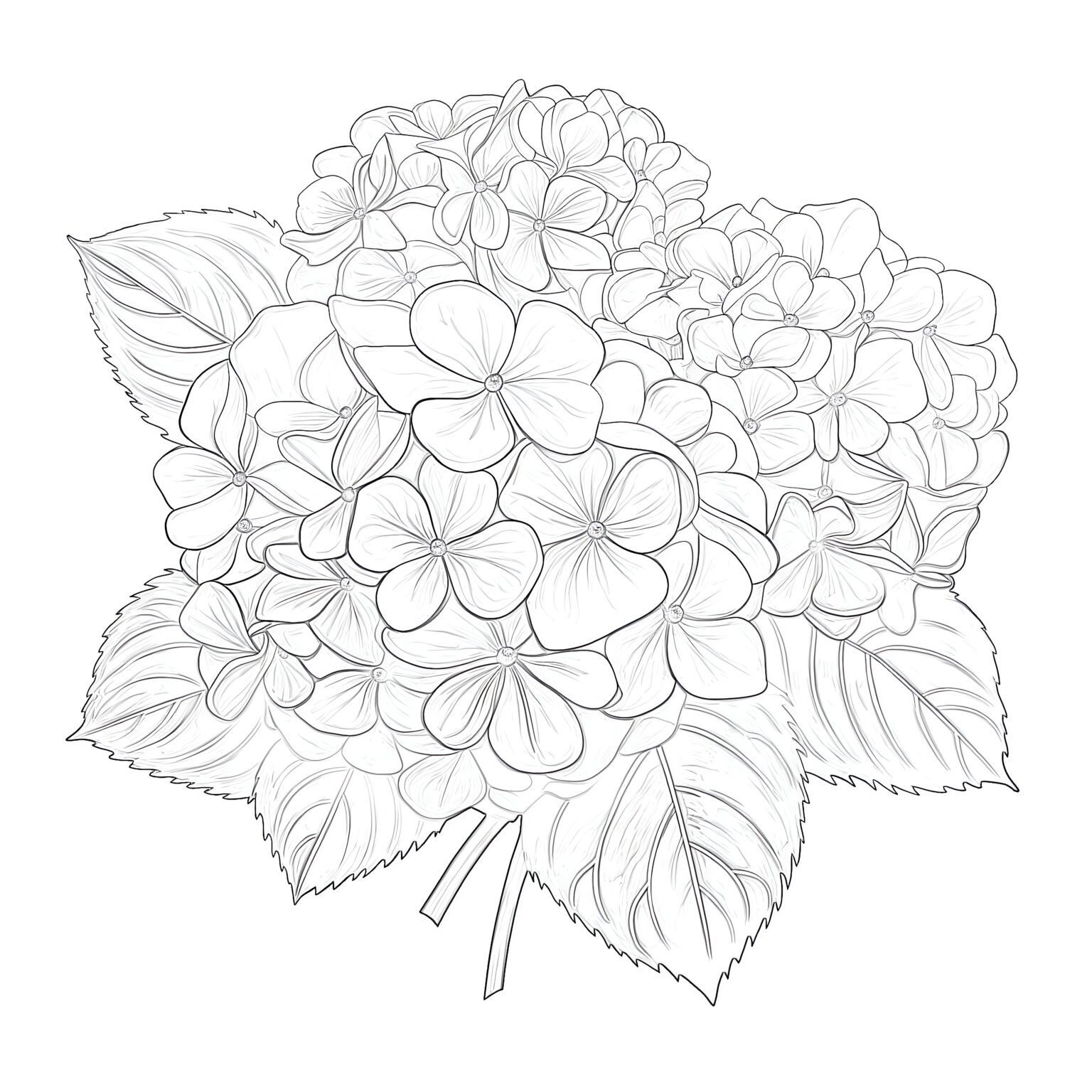 Hydrangea Flower Coloring Page | Coloring Pages Mimi Panda