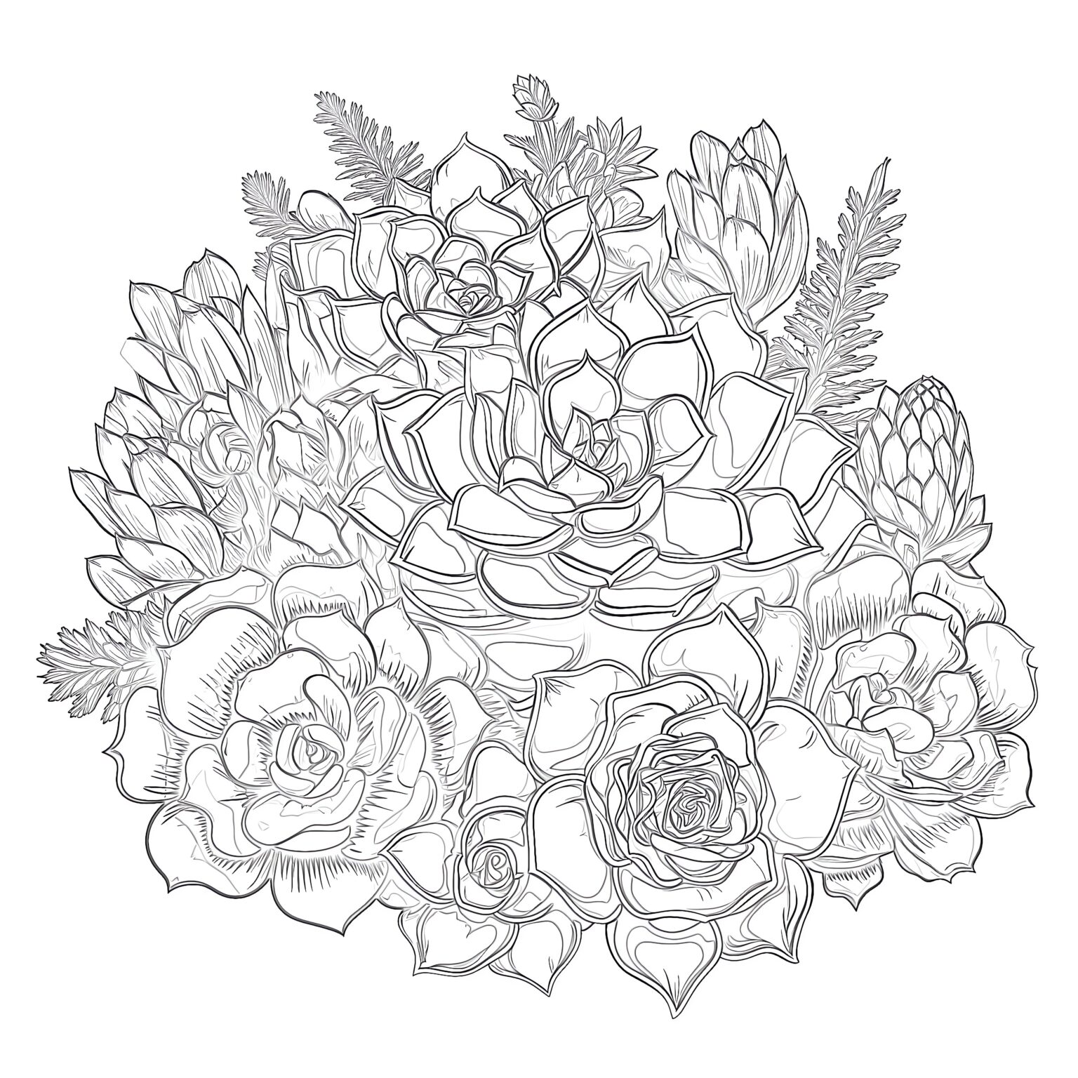 Succulents Coloring Page | Coloring Pages Mimi Panda
