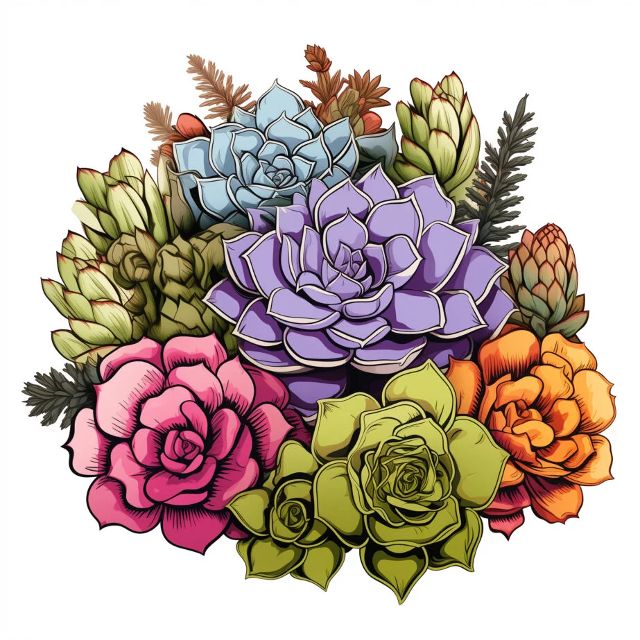 Printable Succulents Coloring Page - Mimi Panda