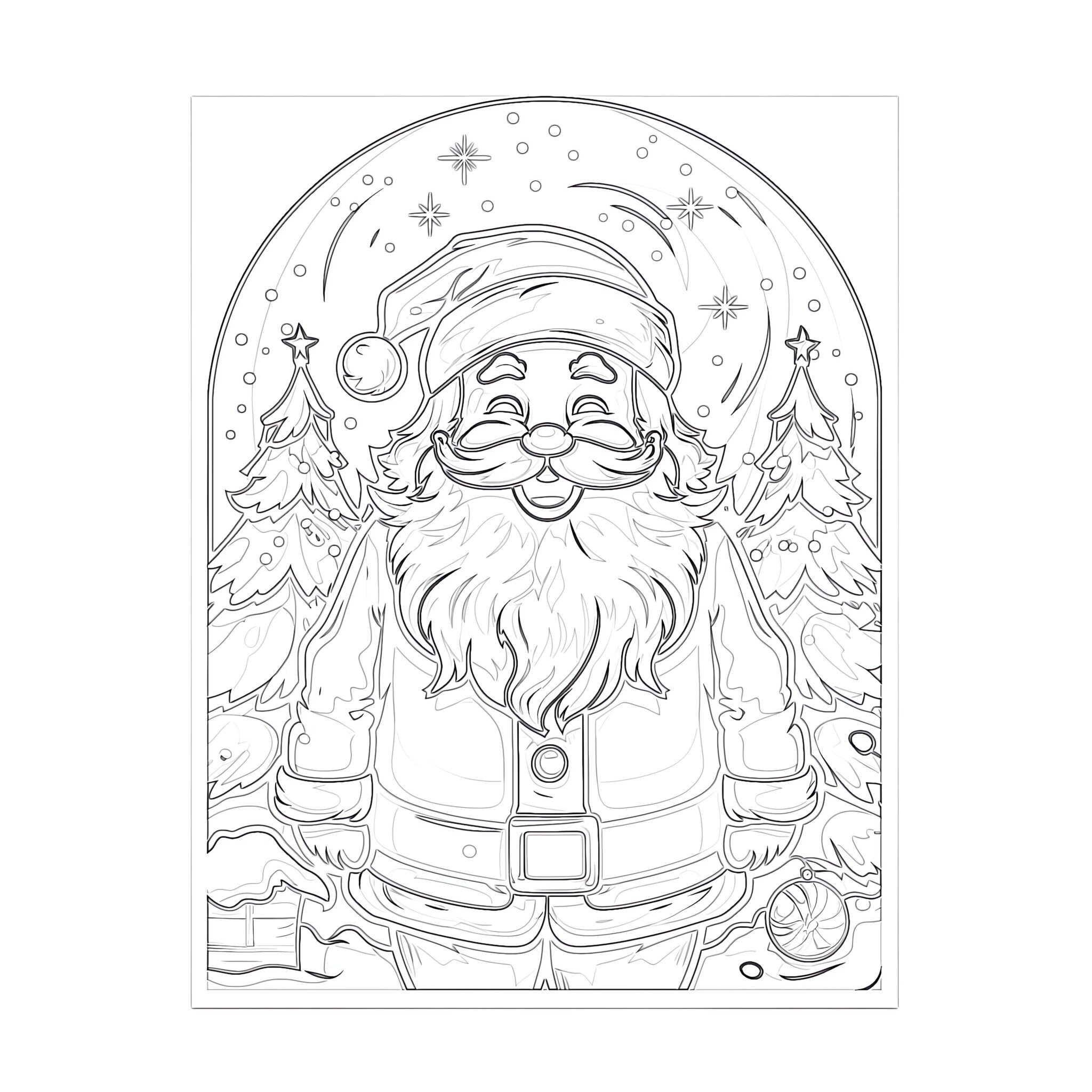 Christmas Card With Santa Coloring Page | Coloring Pages Mimi Panda