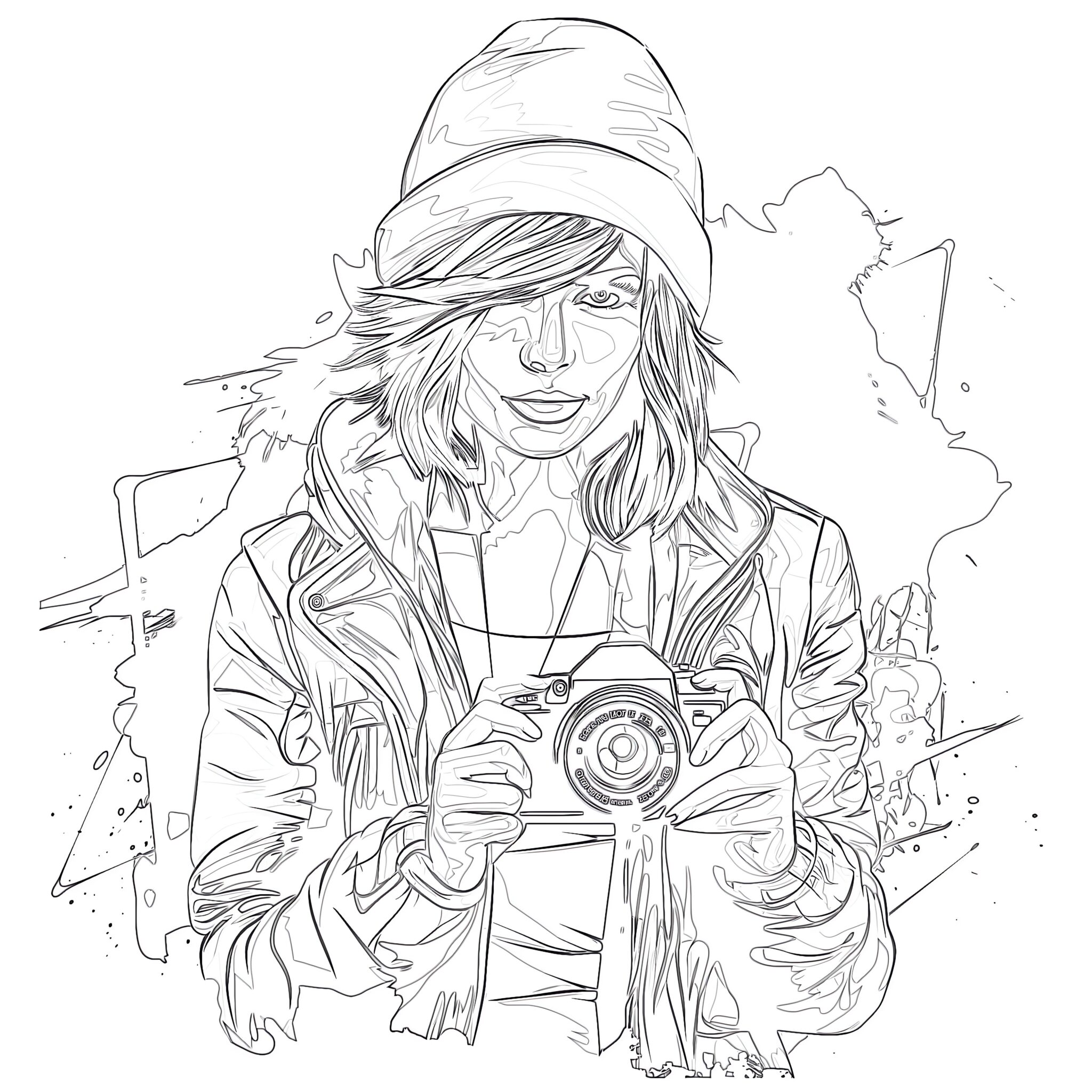 Girl Photographer Coloring Page | Coloring Pages Mimi Panda