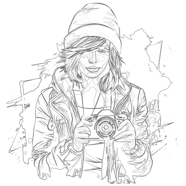 Girl Photographer Coloring Page | Coloring Pages Mimi Panda
