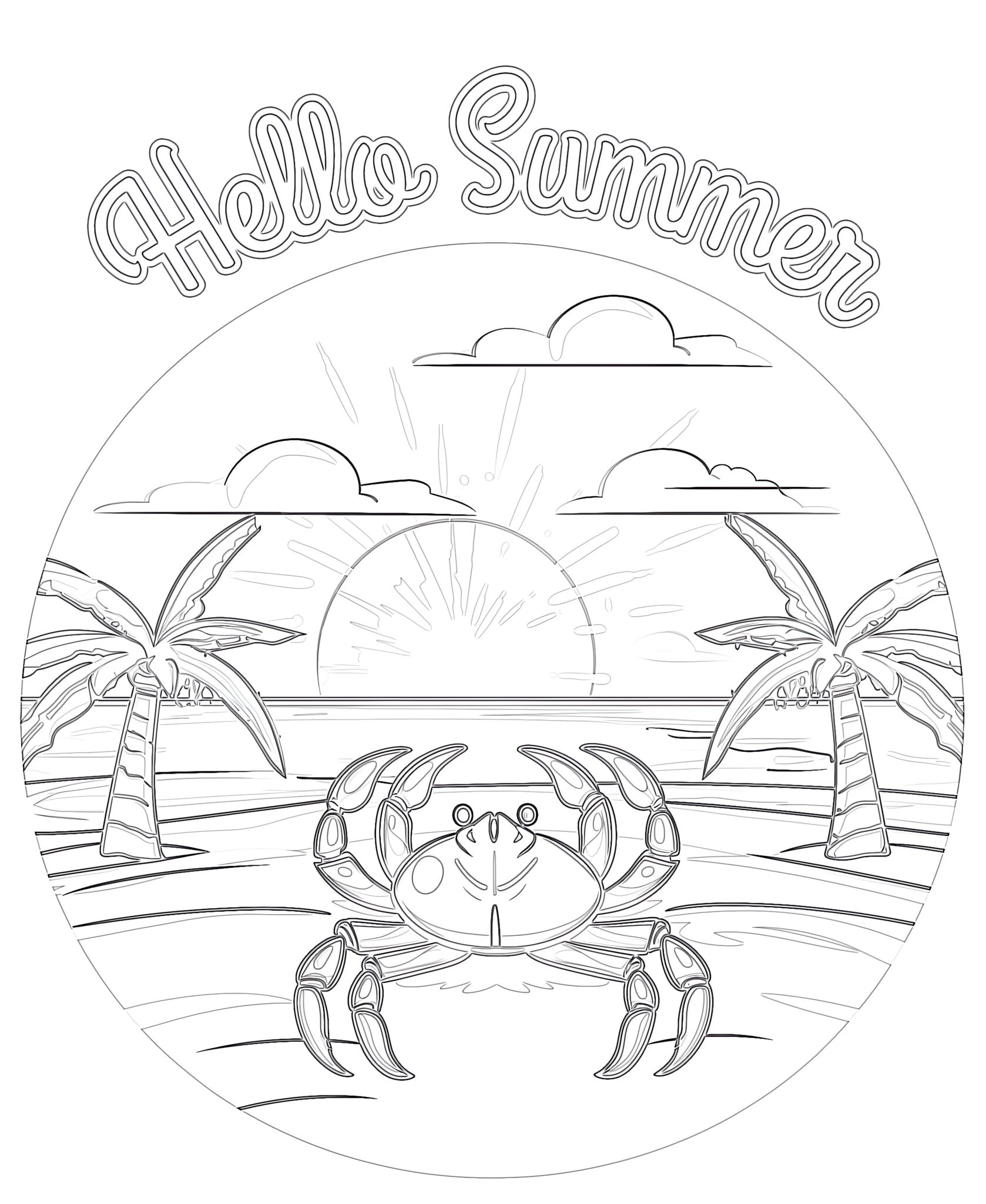 Hello Summer Coloring Page | Coloring Pages Mimi Panda