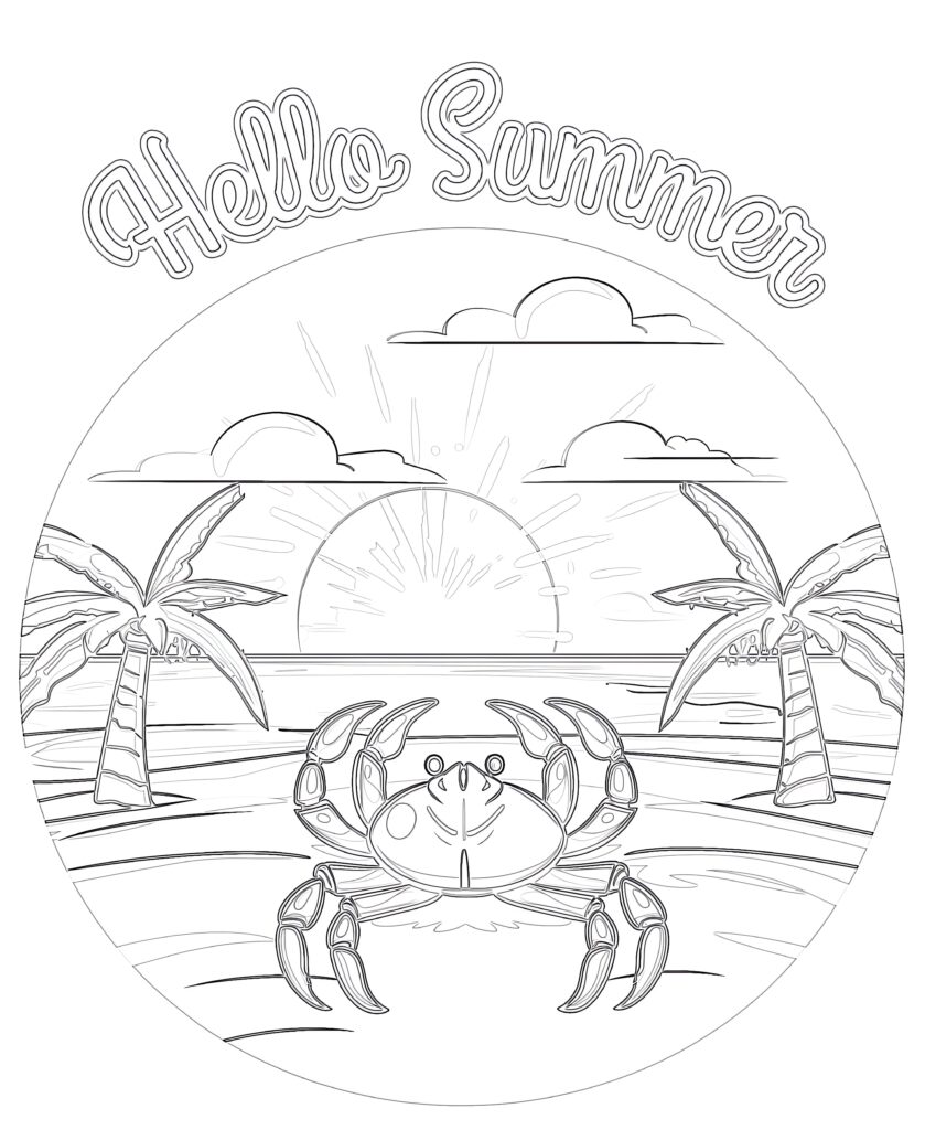 Hello Summer Coloring Page | Coloring Pages Mimi Panda
