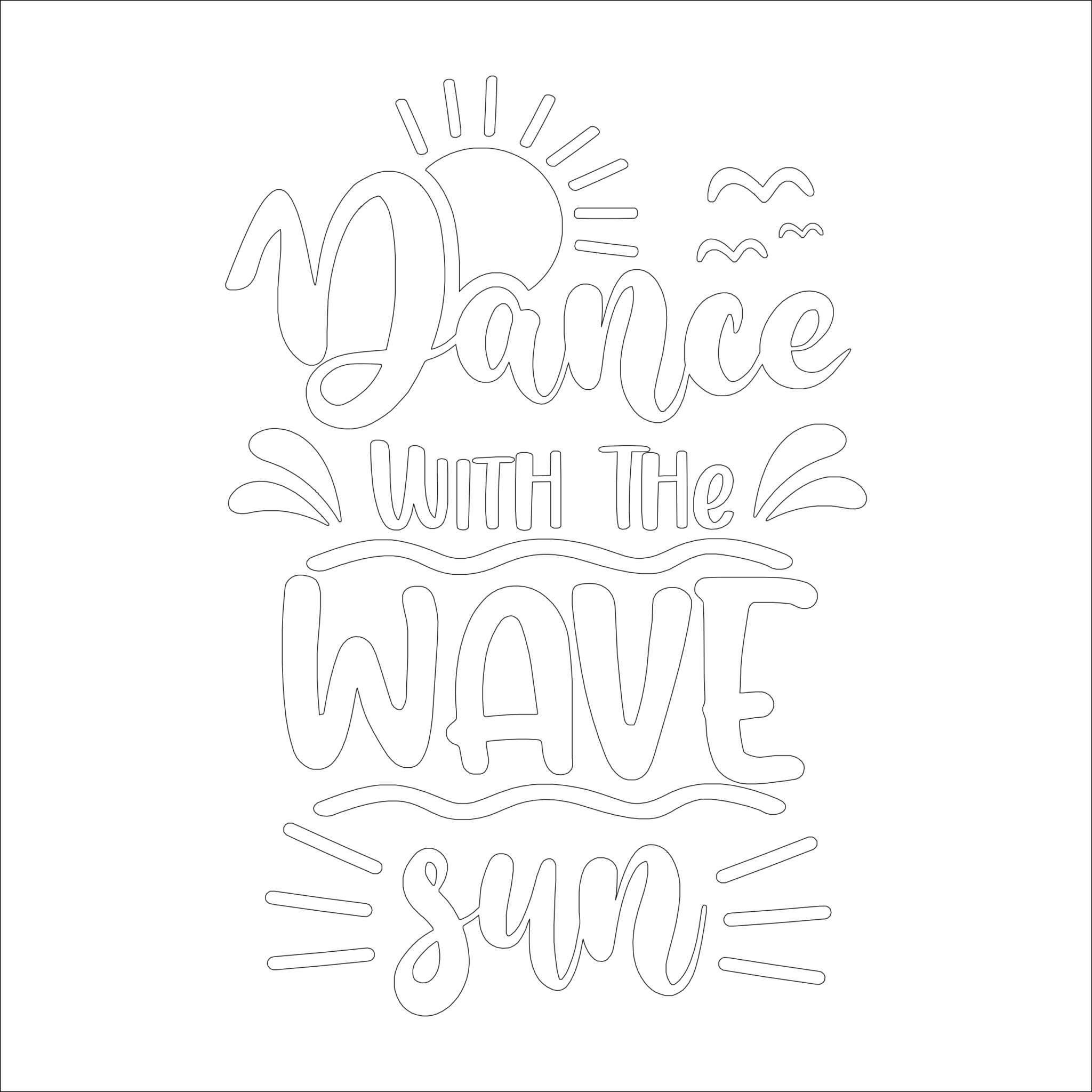 Printable Dance With The Wave Sun Coloring Page - Mimi Panda