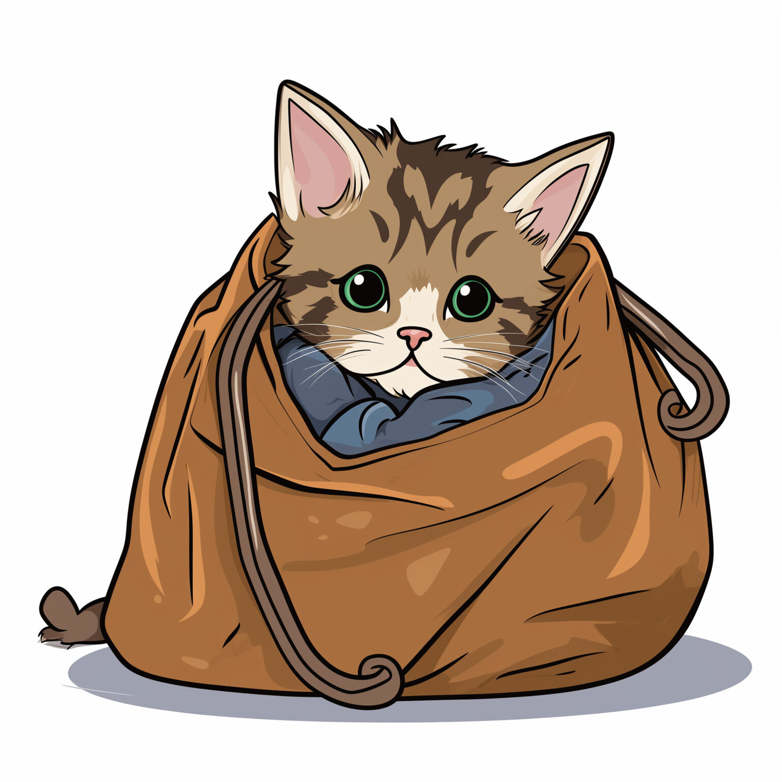 Cat in the Bag Coloring Page | Coloring Pages Mimi Panda