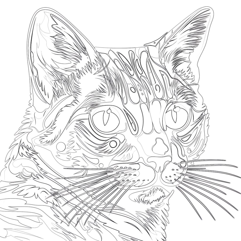 Cat Pop-Art Coloring Page | Coloring Pages Mimi Panda