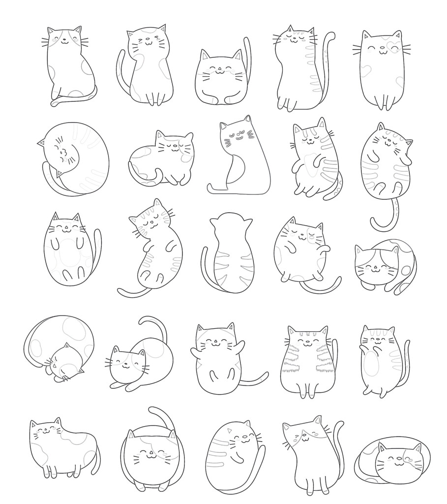 Different Cats Coloring Page | Coloring Pages Mimi Panda