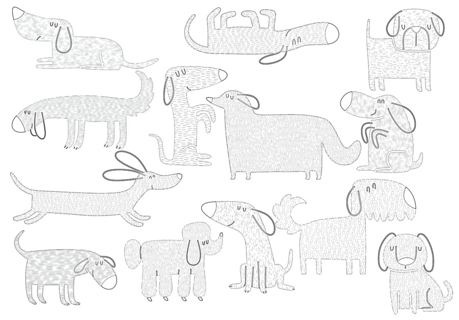 Funny Dogs Coloring Page - Mimi Panda