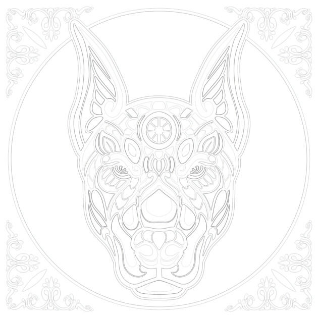 Zentangle Dog Coloring Page - Mimi Panda