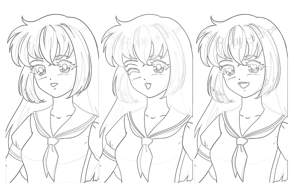 Anime Girls Wearing Japanese School Uniform coloring page