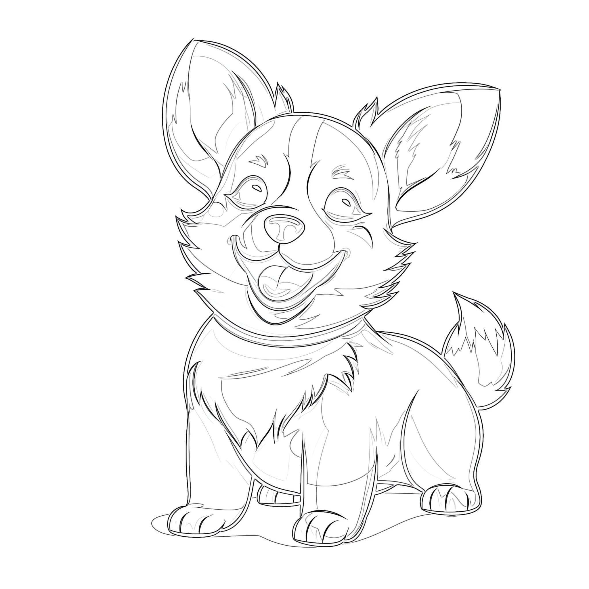Corgi Puppy Coloring Page | Coloring Pages Mimi Panda