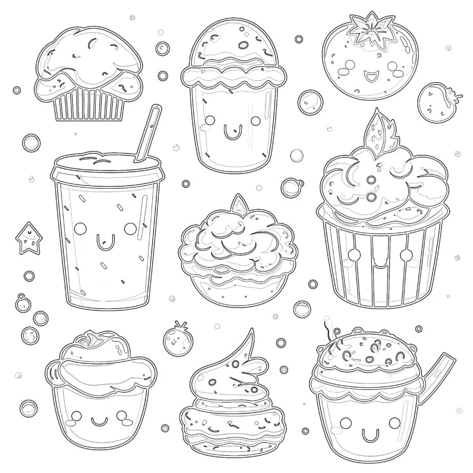 Coloring Cute Food Cute Food Coloring Pages Free Printable Packet