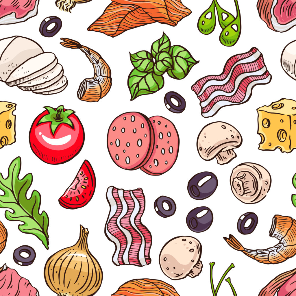 Printable Seamless Pizza Ingredients Coloring Page - Mimi Panda