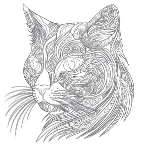 Zentangle Cat Coloring Page | Coloring Pages Mimi Panda