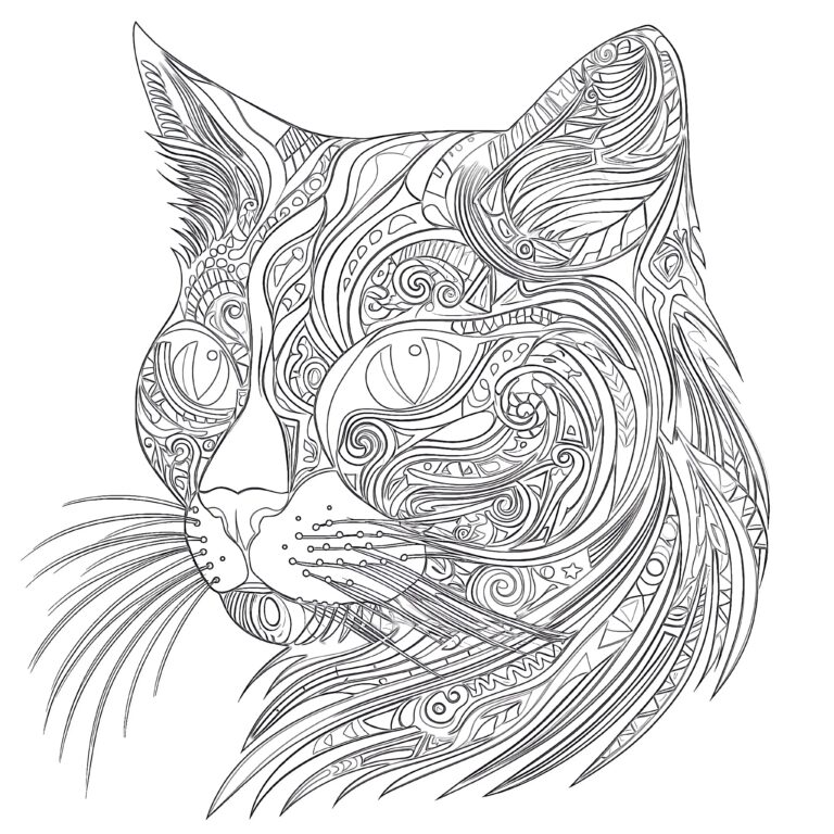 Zentangle Cat Coloring Page | Coloring Pages Mimi Panda