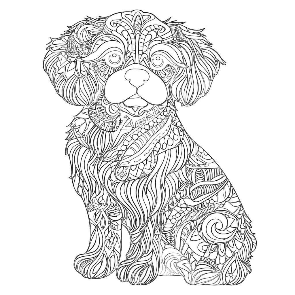 Zentangle Dog Coloring Page | Coloring Pages Mimi Panda