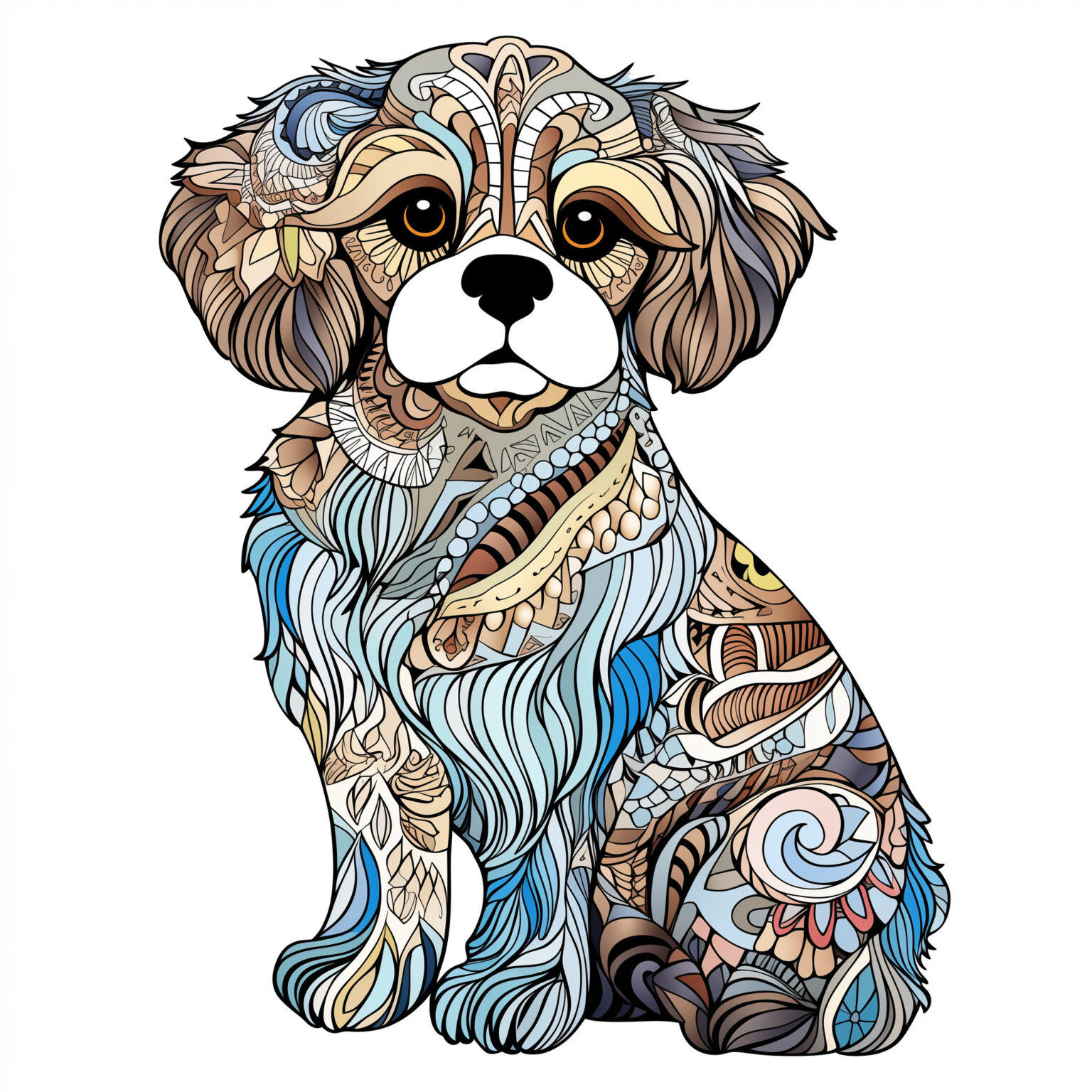 Zentangle Dog Coloring Page | Coloring Pages Mimi Panda