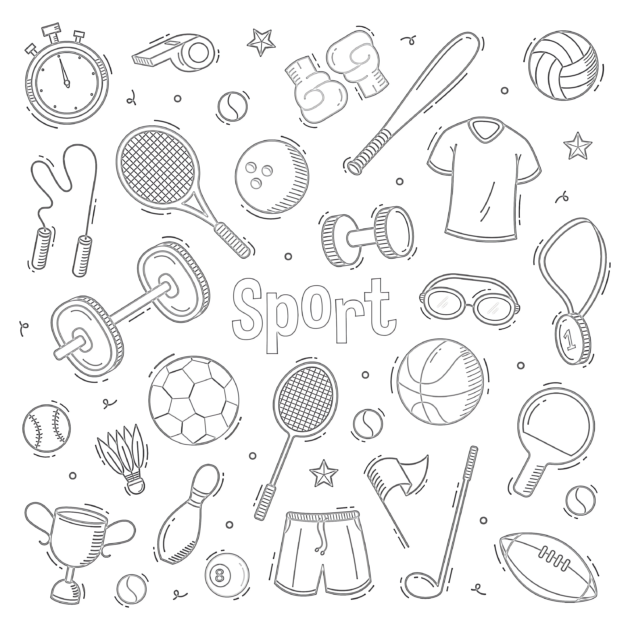 Printable Hand Drawn Doodle Sport Coloring Page - Mimi Panda