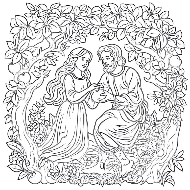 Adam and Eve Coloring Page | Coloring Pages Mimi Panda