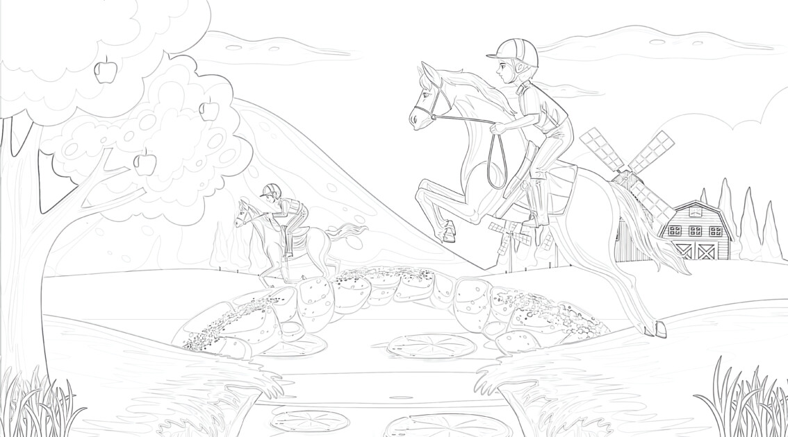 Printable Horse Riding Coloring Page - Mimi Panda