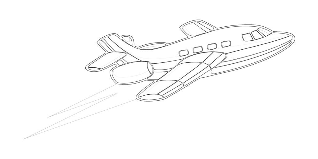 Printable White Airplane Coloring Page - Mimi Panda