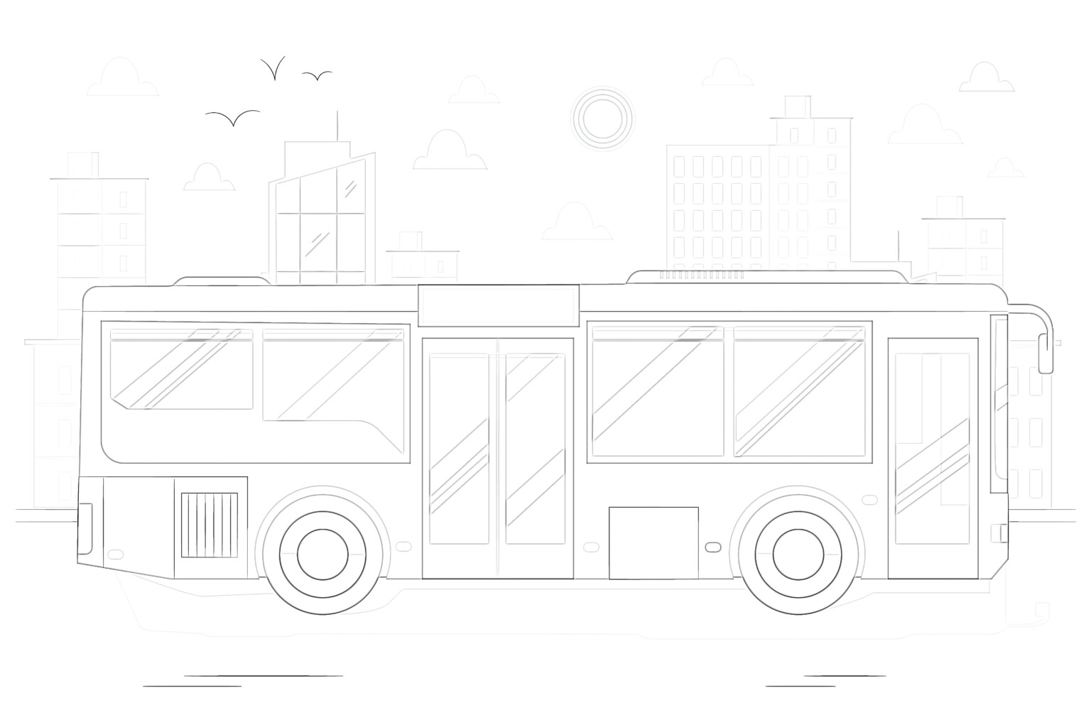 Printable City Bus Coloring Page - Mimi Panda
