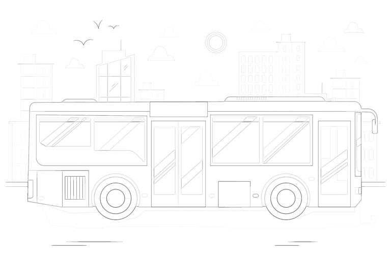 Printable City Bus Coloring Page - Mimi Panda