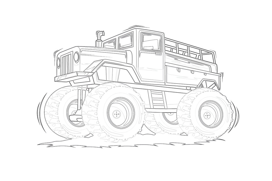 Printable Big Truck Car Coloring Page - Mimi Panda