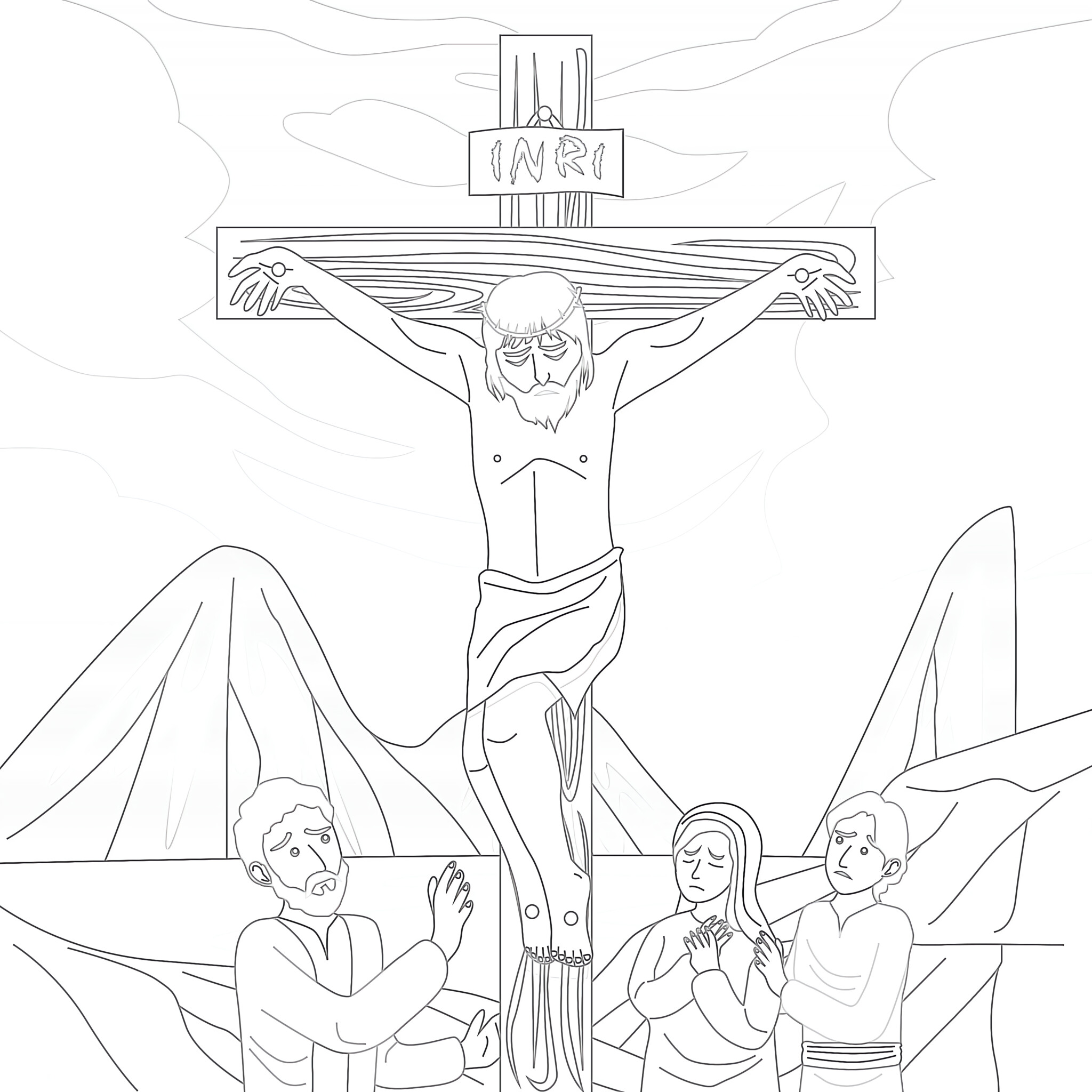 Printable Jesus Died On The Cross Coloring Page - Mimi Panda