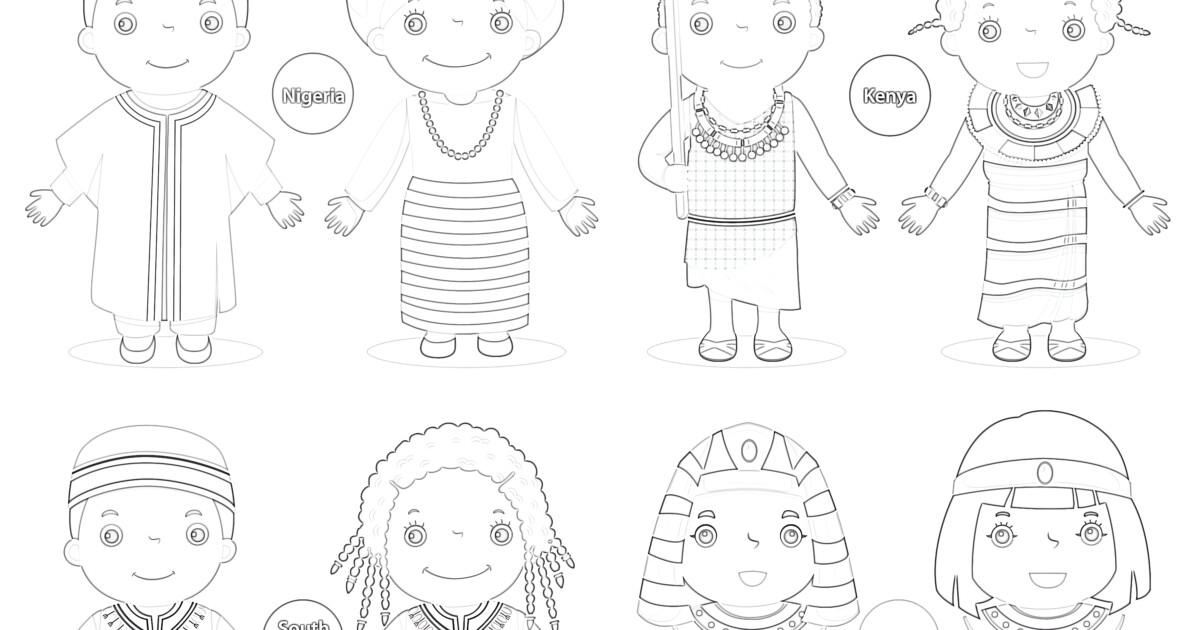 Kids In Traditional Costumes coloring page - Mimi Panda