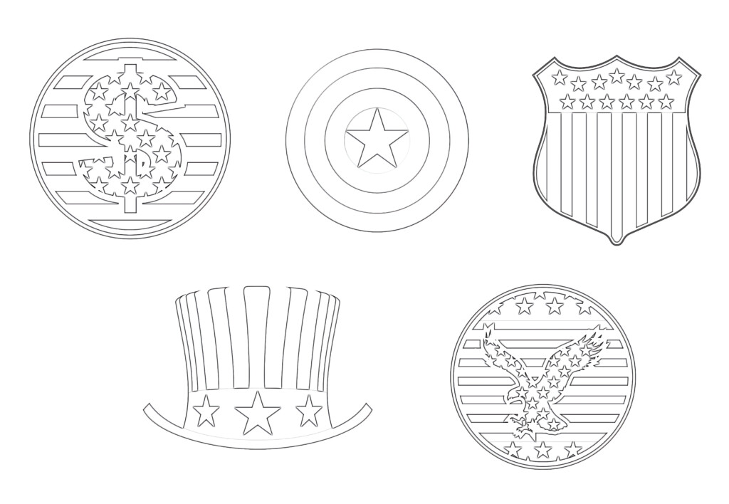 Printable American Patriotic Symbols Coloring Page - Mimi Panda