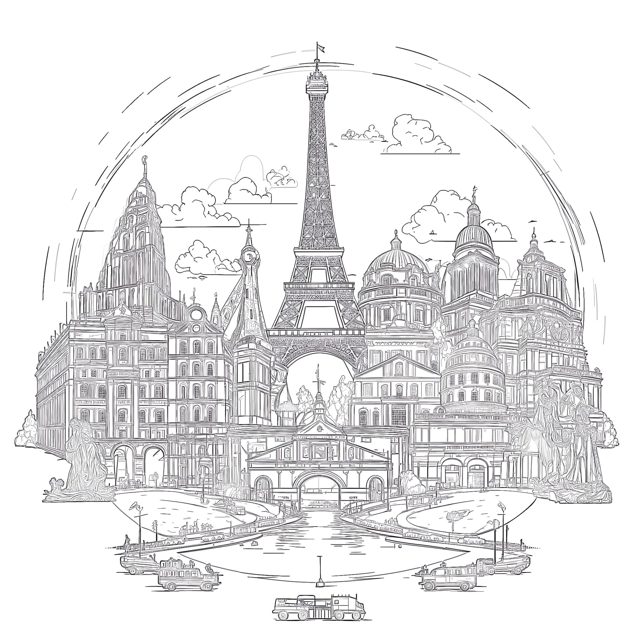 Europe Tourist Destinations Coloring Page | Coloring Pages Mimi Panda