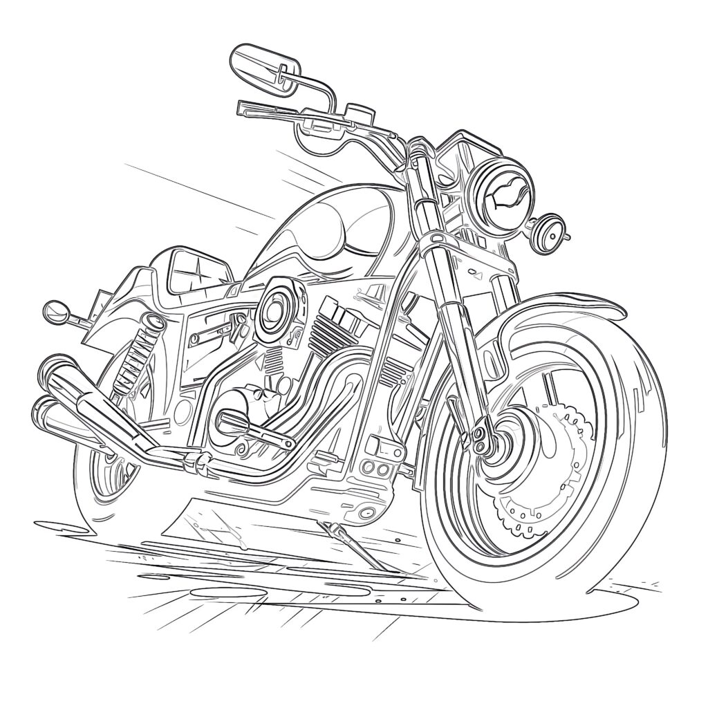 Free Motorbike Coloring Page | Coloring Pages Mimi Panda
