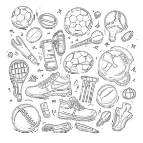 Hand Drawn Doodle Sport Coloring Page | Coloring Pages Mimi Panda