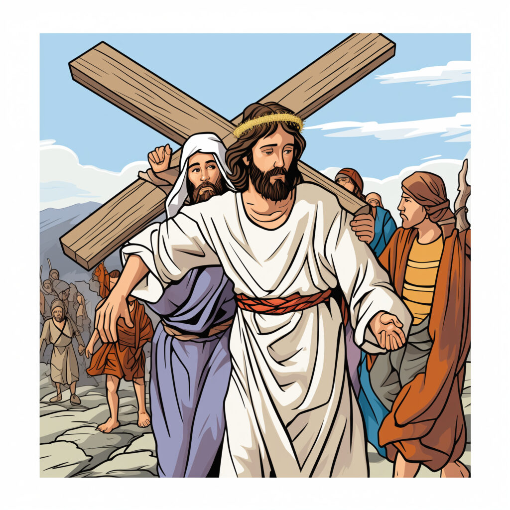 Jesus Christ Carrying Cross Coloring Page | Coloring Pages Mimi Panda