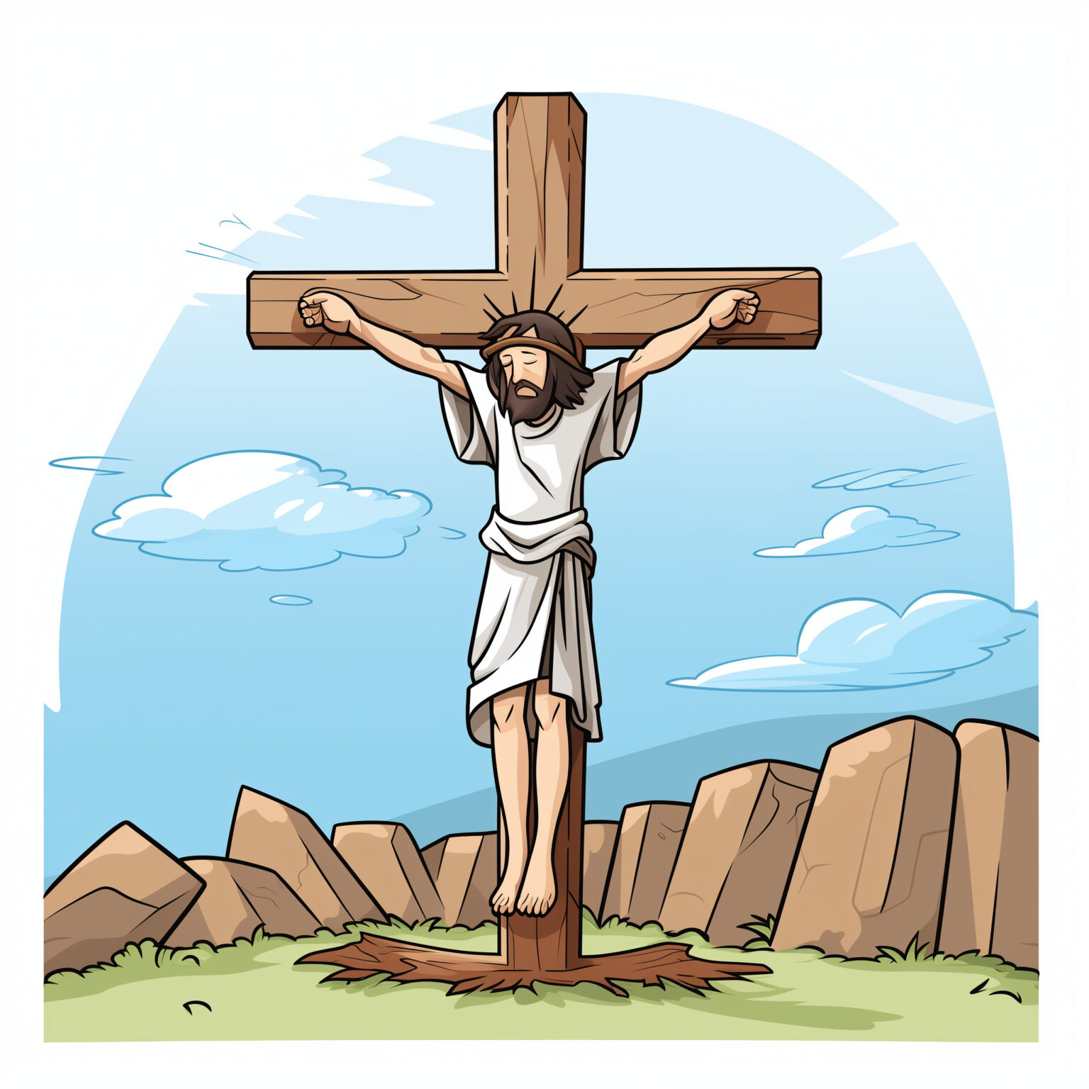 Jesus Christ Carrying Cross Coloring Page | Coloring Pages Mimi Panda